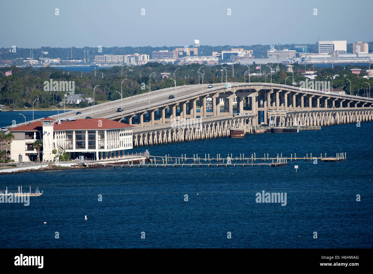 Pensacola Florida USA The Sikes Bridge which links Gulf Breeze to Pensacola Beach and Santa Rosa ...