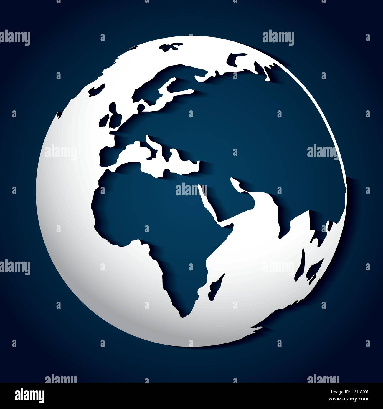 Planet icon. Earth world globe and continent theme. Blue background ...