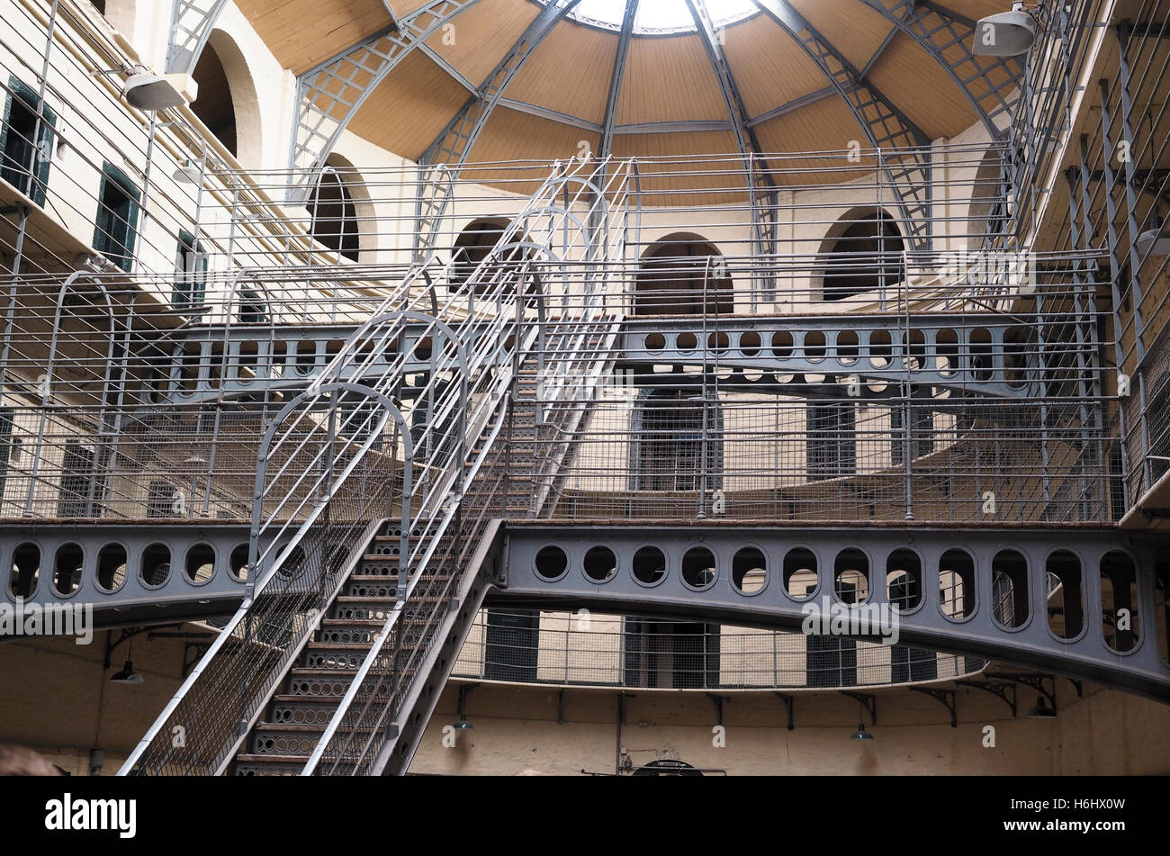 museum interior metal staircase jail cells historic Kilmainham Gaol ...