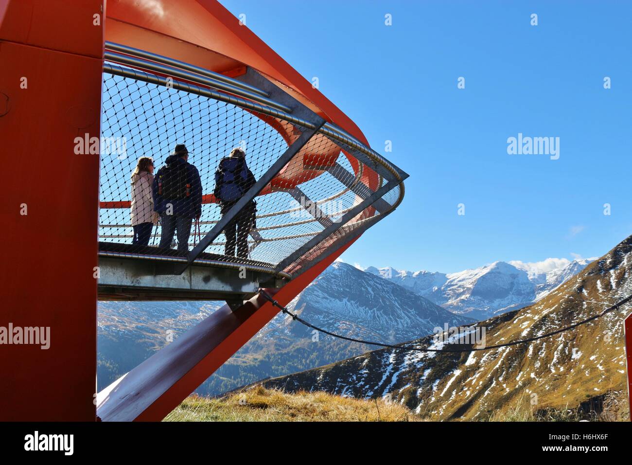 Futuristic viweing platform on the Stubnerkogel, Gastein mountains ...