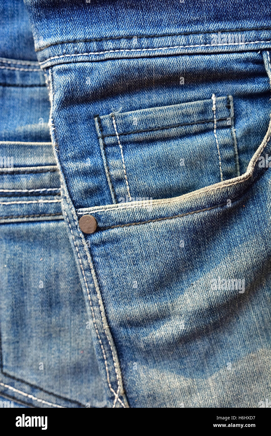 pocket in blue jeans trouser Stock Photo - Alamy