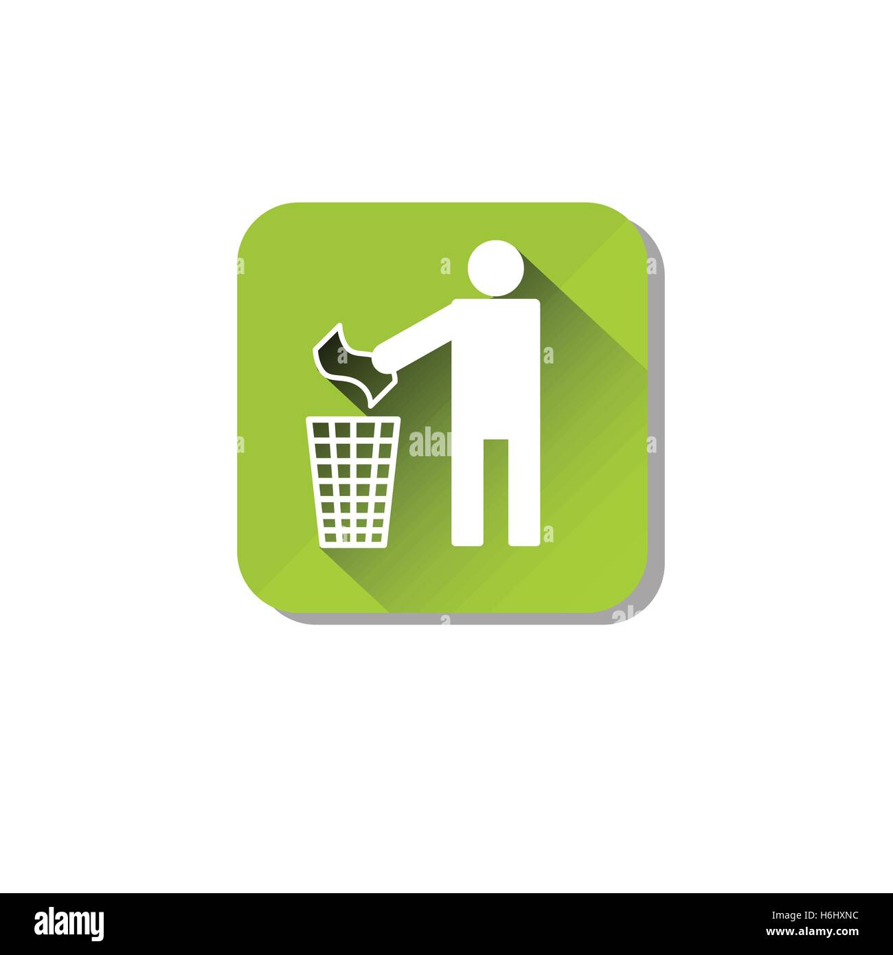 Person Throw Rubbish To Recycle Bin Web Icon Flat Vector Illustration ...