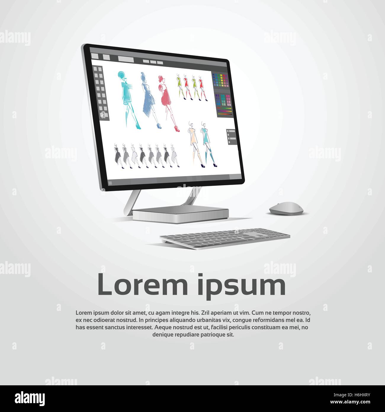 Desktop Modern Computer Graphic Designer Workplace Vector Illustration ...