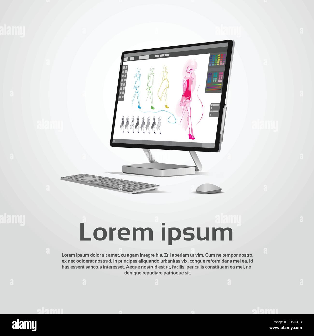 Desktop Modern Computer Graphic Designer Workplace Vector Illustration ...
