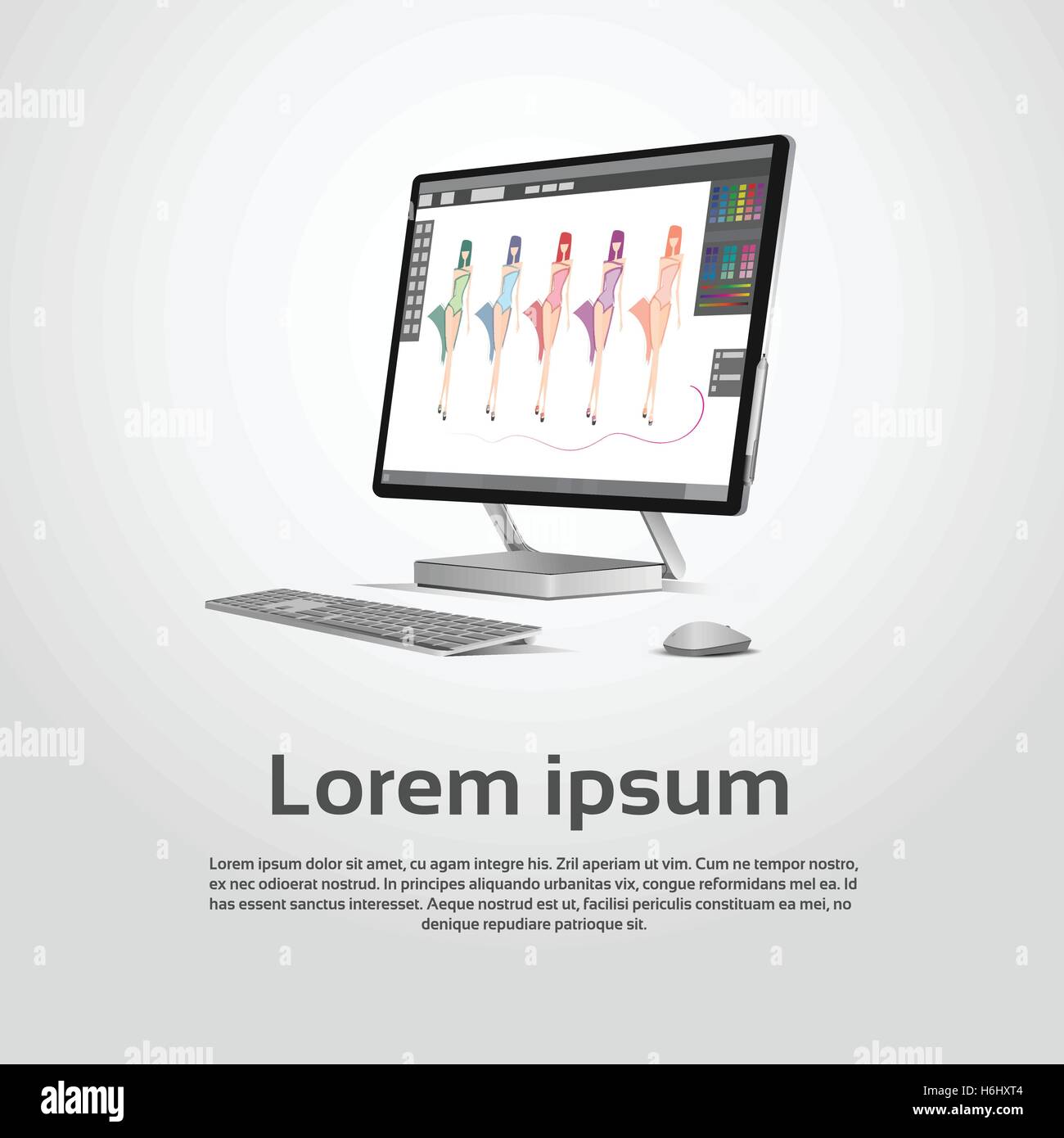 Desktop Modern Computer Graphic Designer Workplace Vector Illustration ...