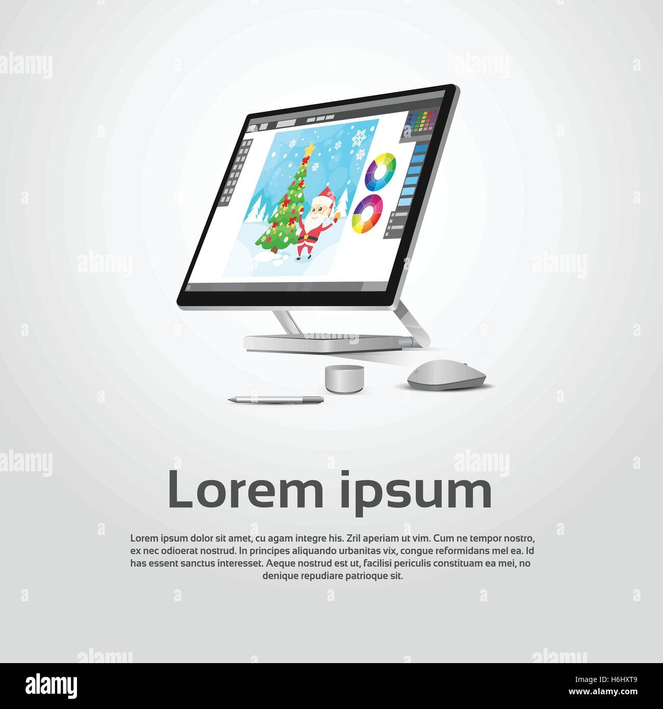 Desktop Modern Computer Graphic Designer Workplace Vector Illustration ...