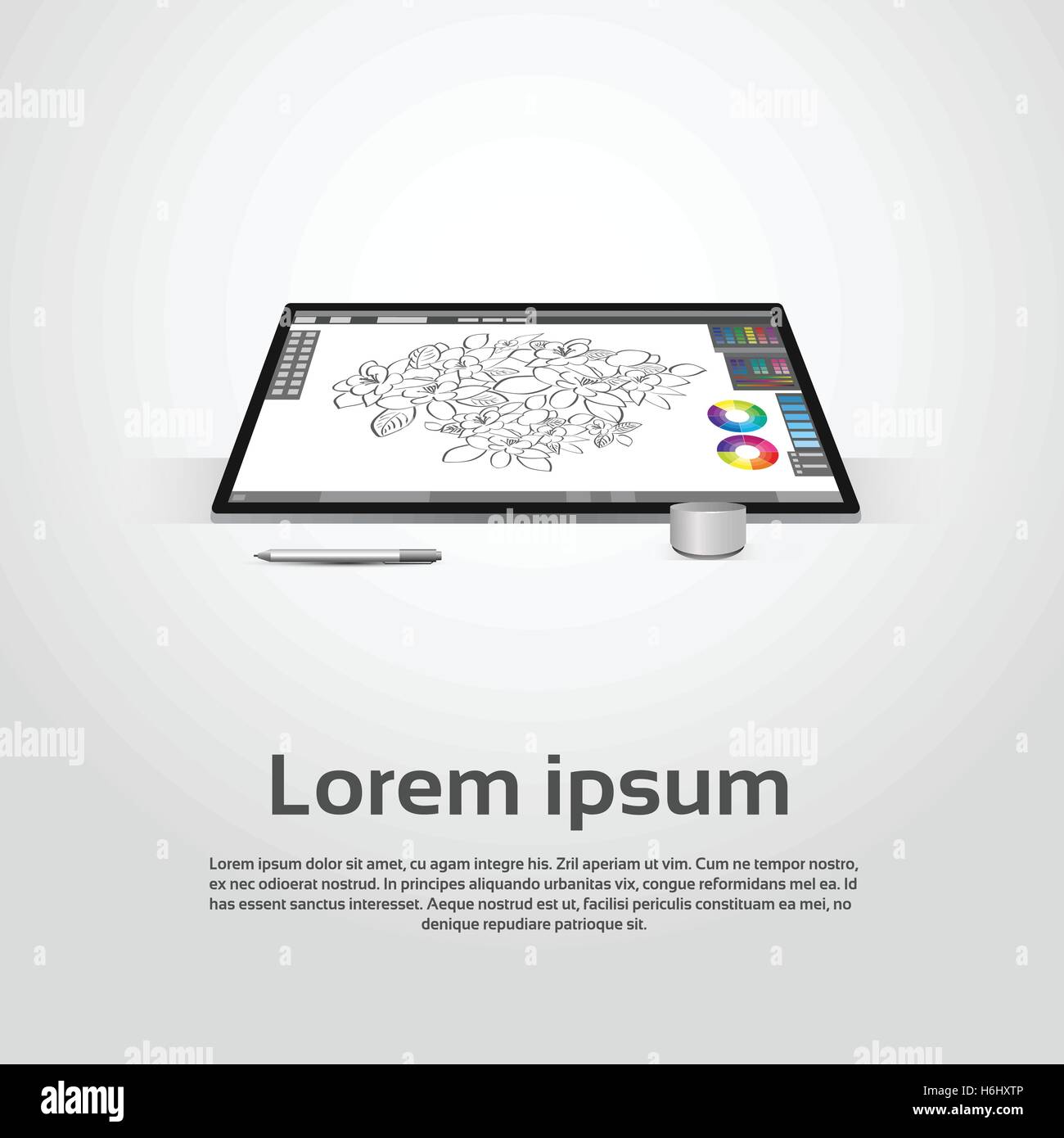 Desktop Modern Computer Graphic Designer Workplace Vector Illustration ...