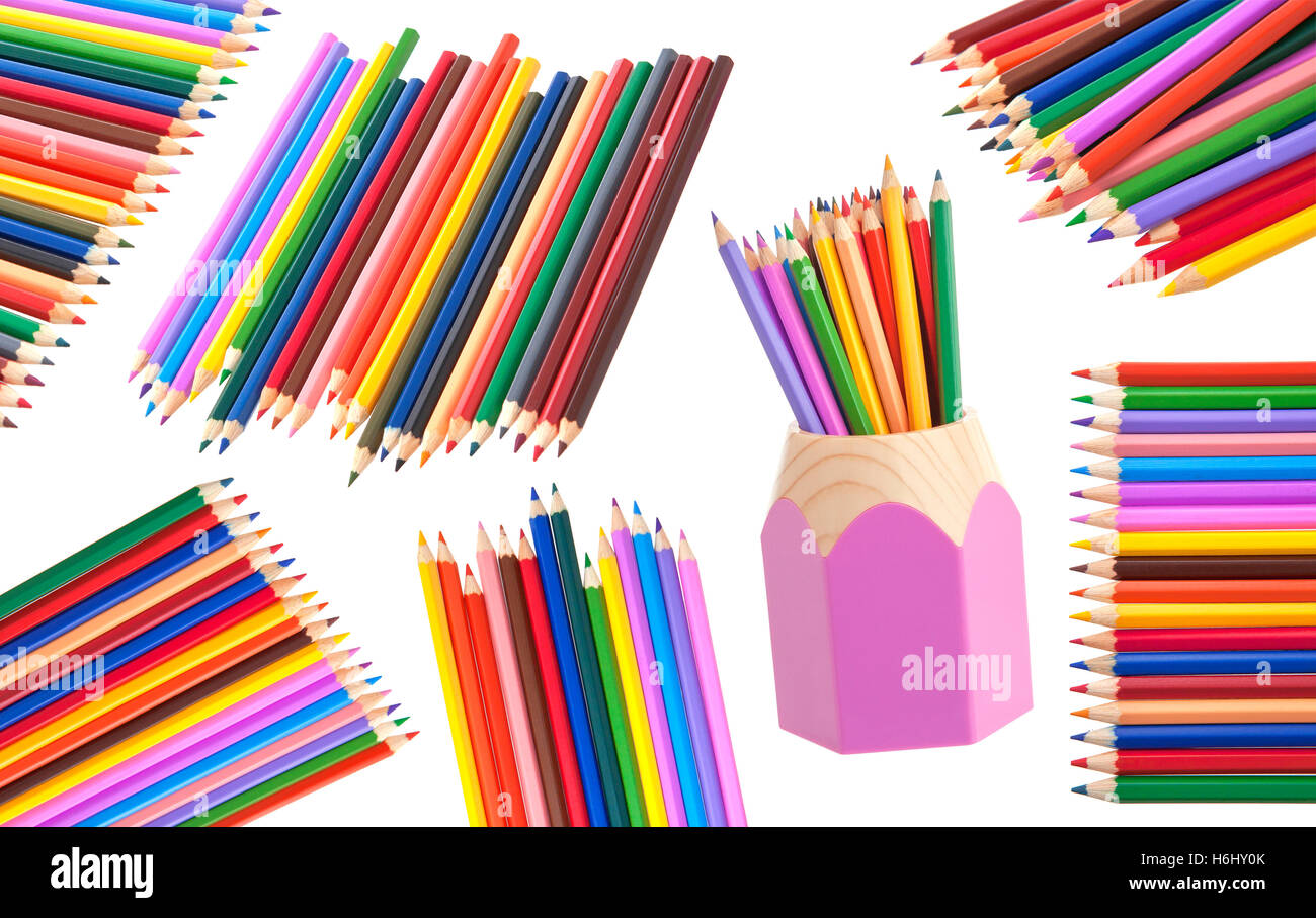 Colored pencils isolated on white background Stock Photo - Alamy