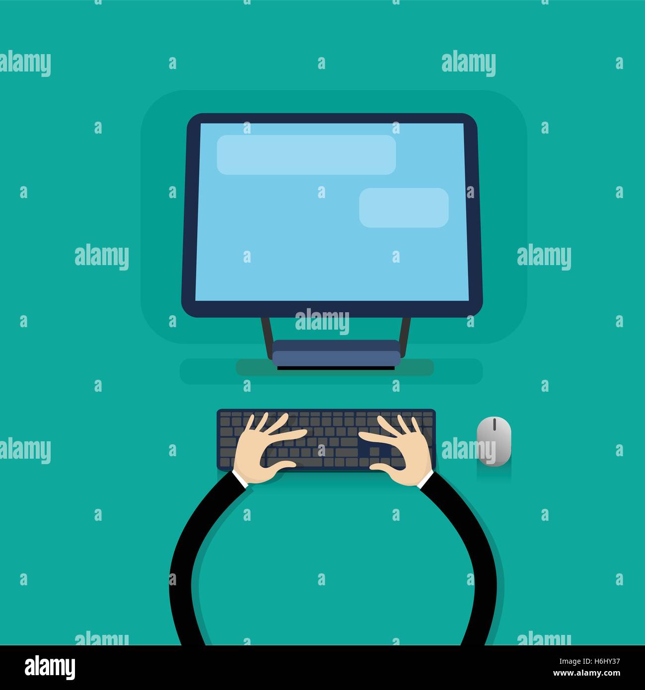 Computer Keyboard Hands Mouse Stock Vector Images - Alamy