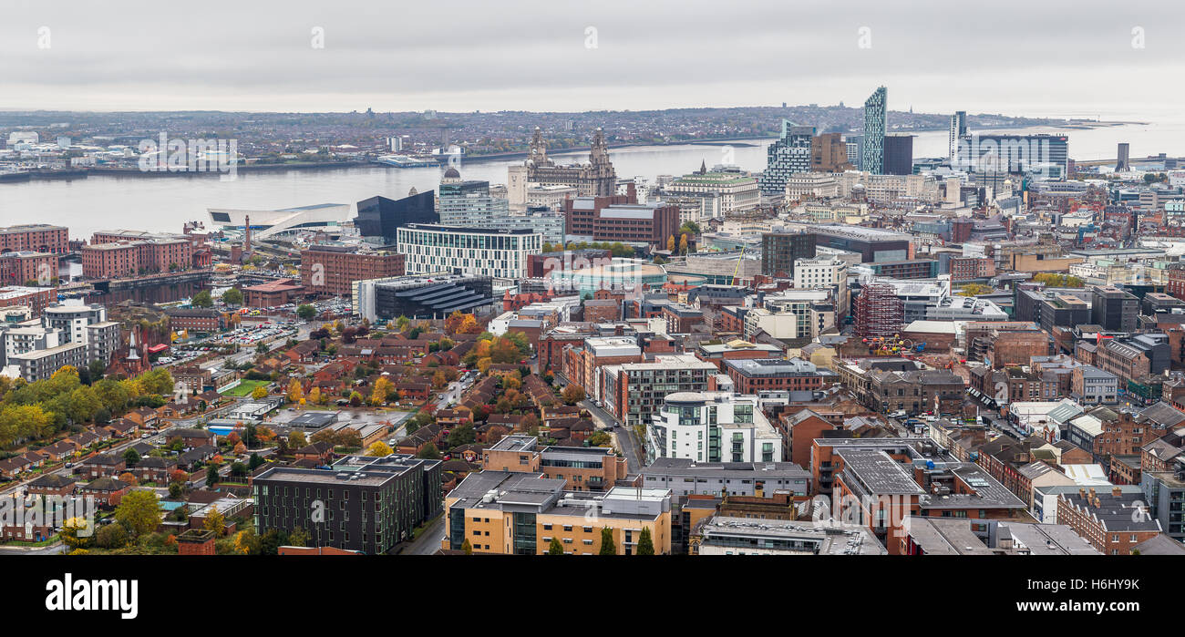 The River Mersey seen between the famous skyline of Liverpool & the ...