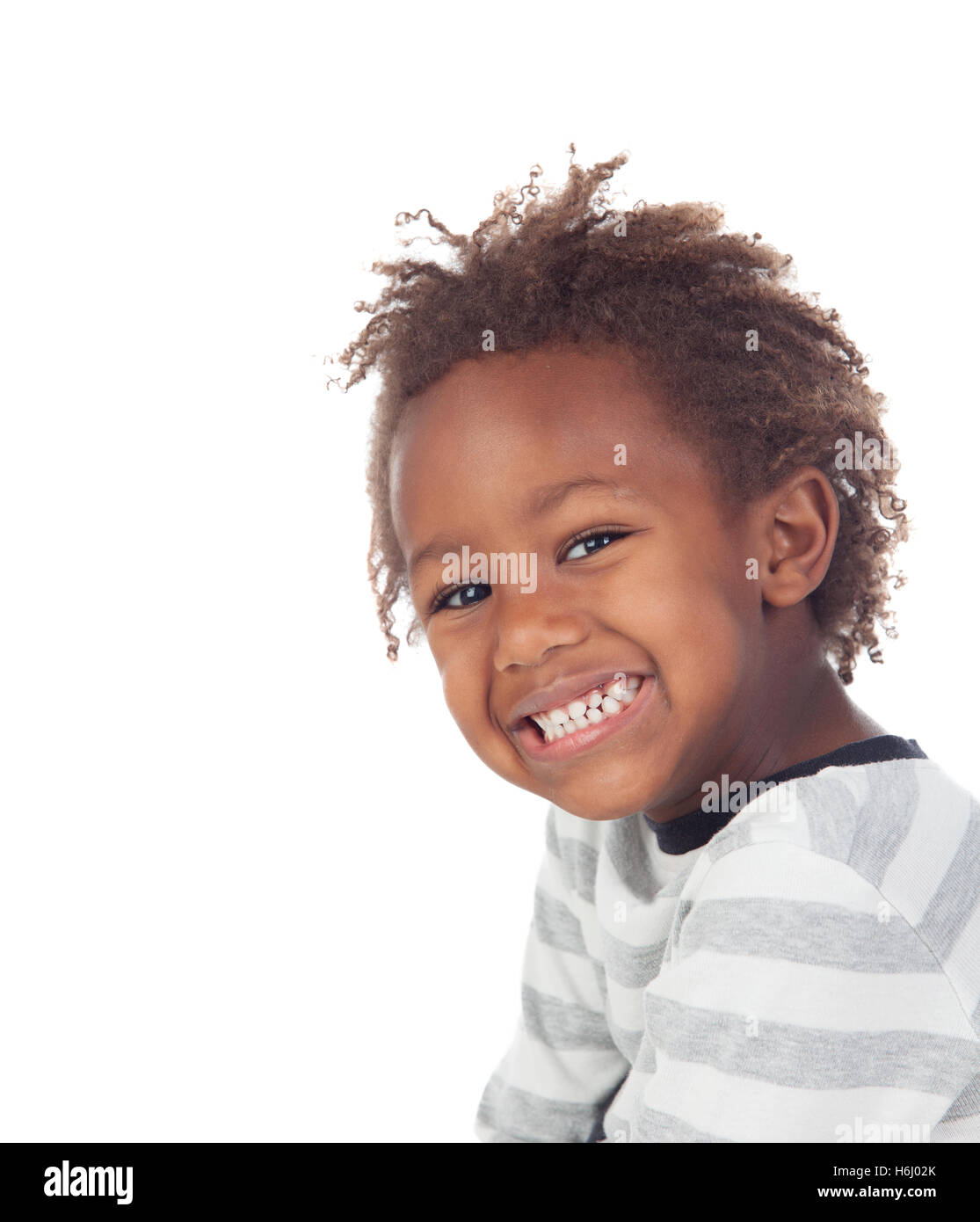 African child making funny faces isolated on white background Stock ...