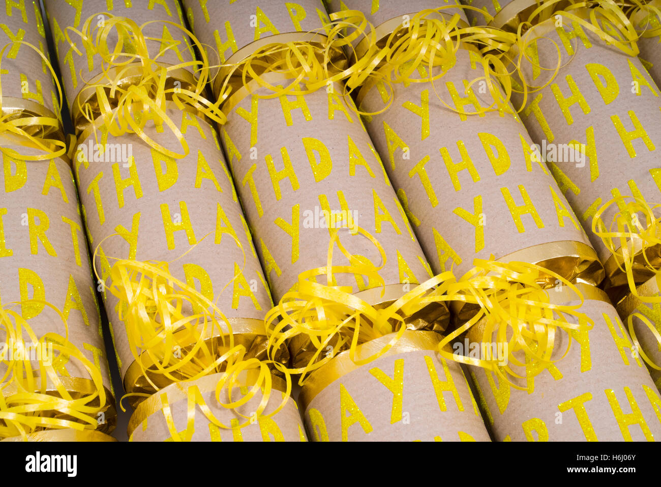 A studio shot of Happy Birthday Crackers or otherwise known as Bon Bons ...