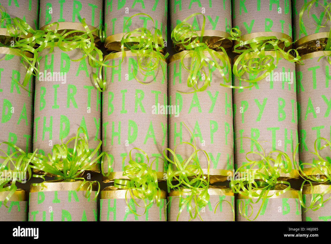 A studio shot of Happy Birthday Crackers or otherwise known as Bon Bons ...