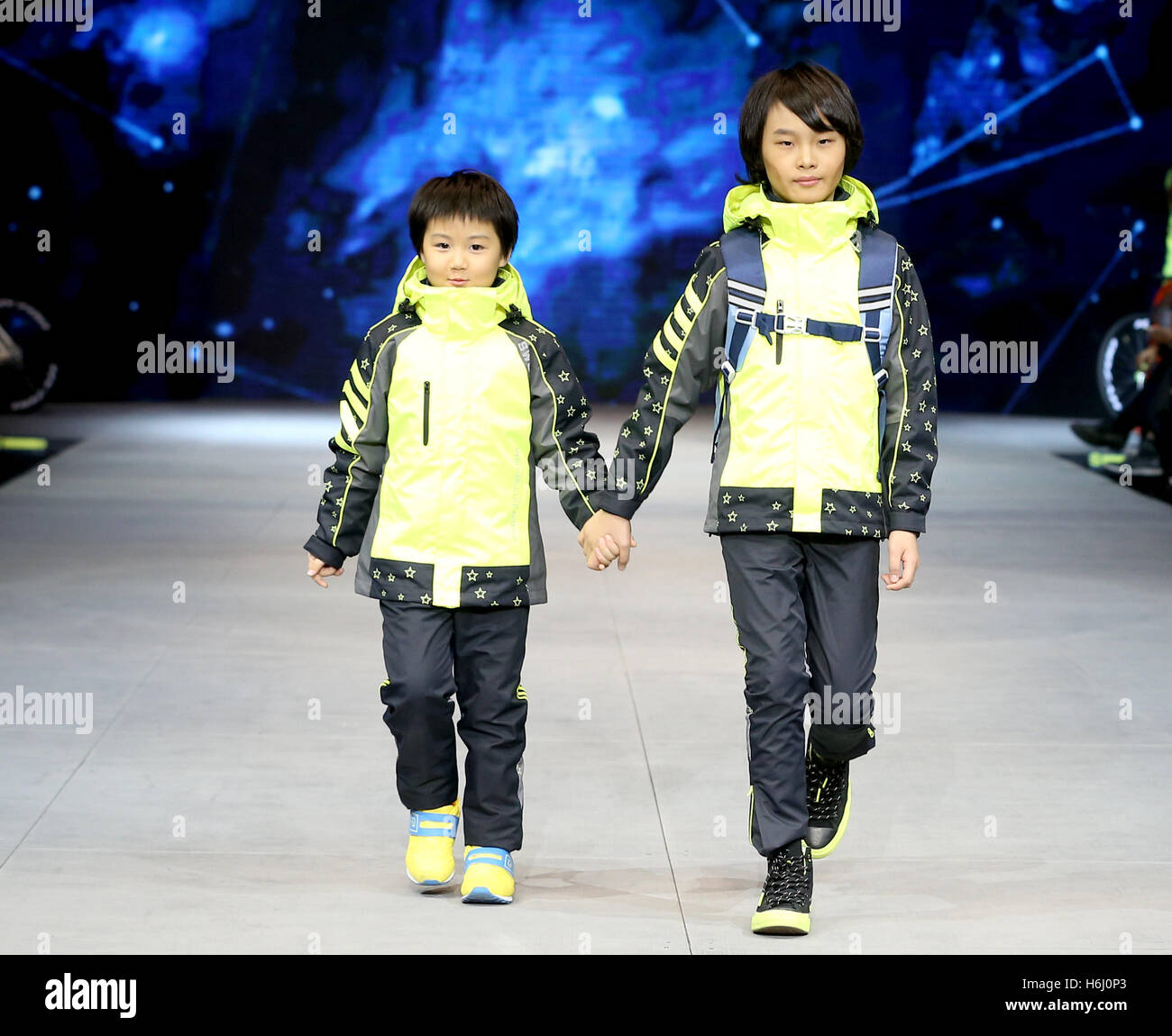Beijing, China. 28th Oct, 2016. Models present safety protection ...
