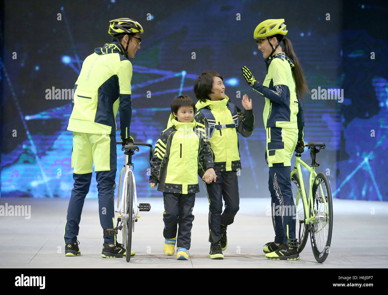 Beijing, China. 28th Oct, 2016. Models present safety protection ...