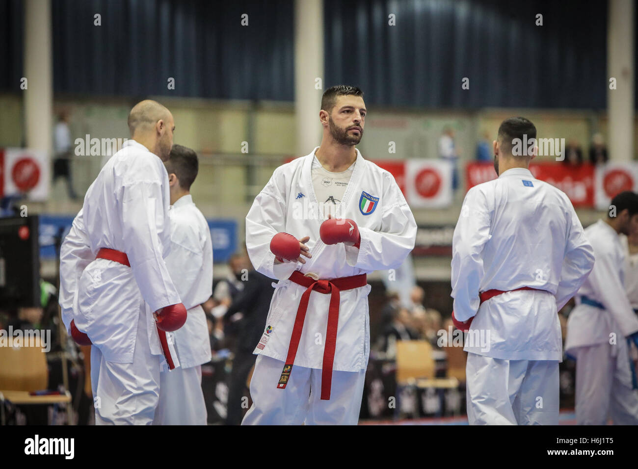 Linz, Austria. 28, October, 2016. Male Team Kumite, Team Italy World ...