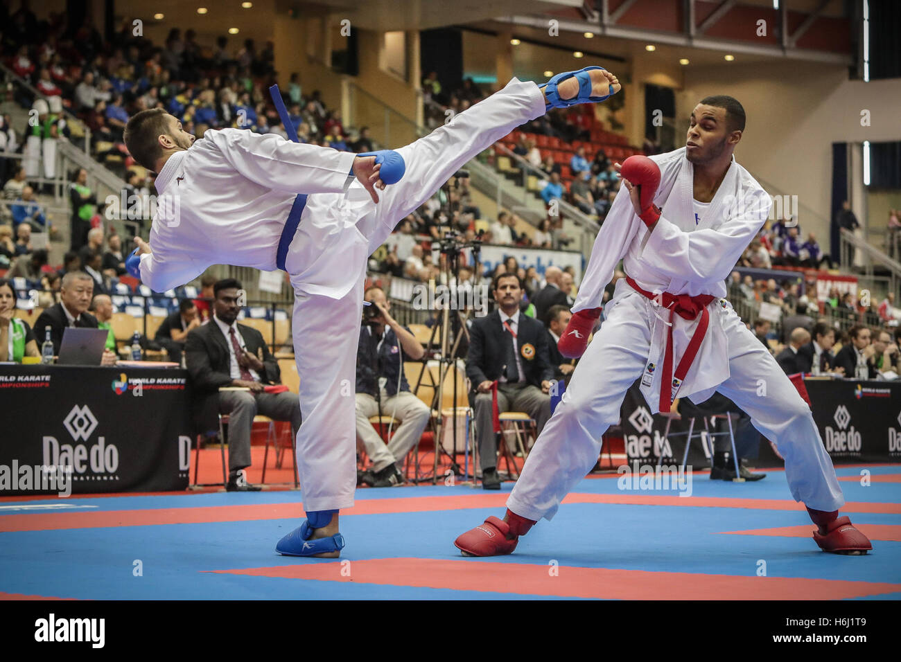 Linz, Austria. 28, October, 2016. Tyron Lardy, Male Team Kumite, Team ...
