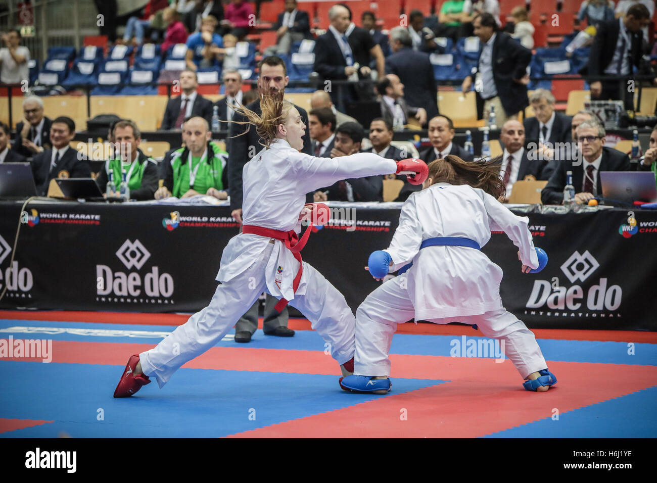 Linz, Austria. 28, October, 2016. Female Team Kumite World Championship ...