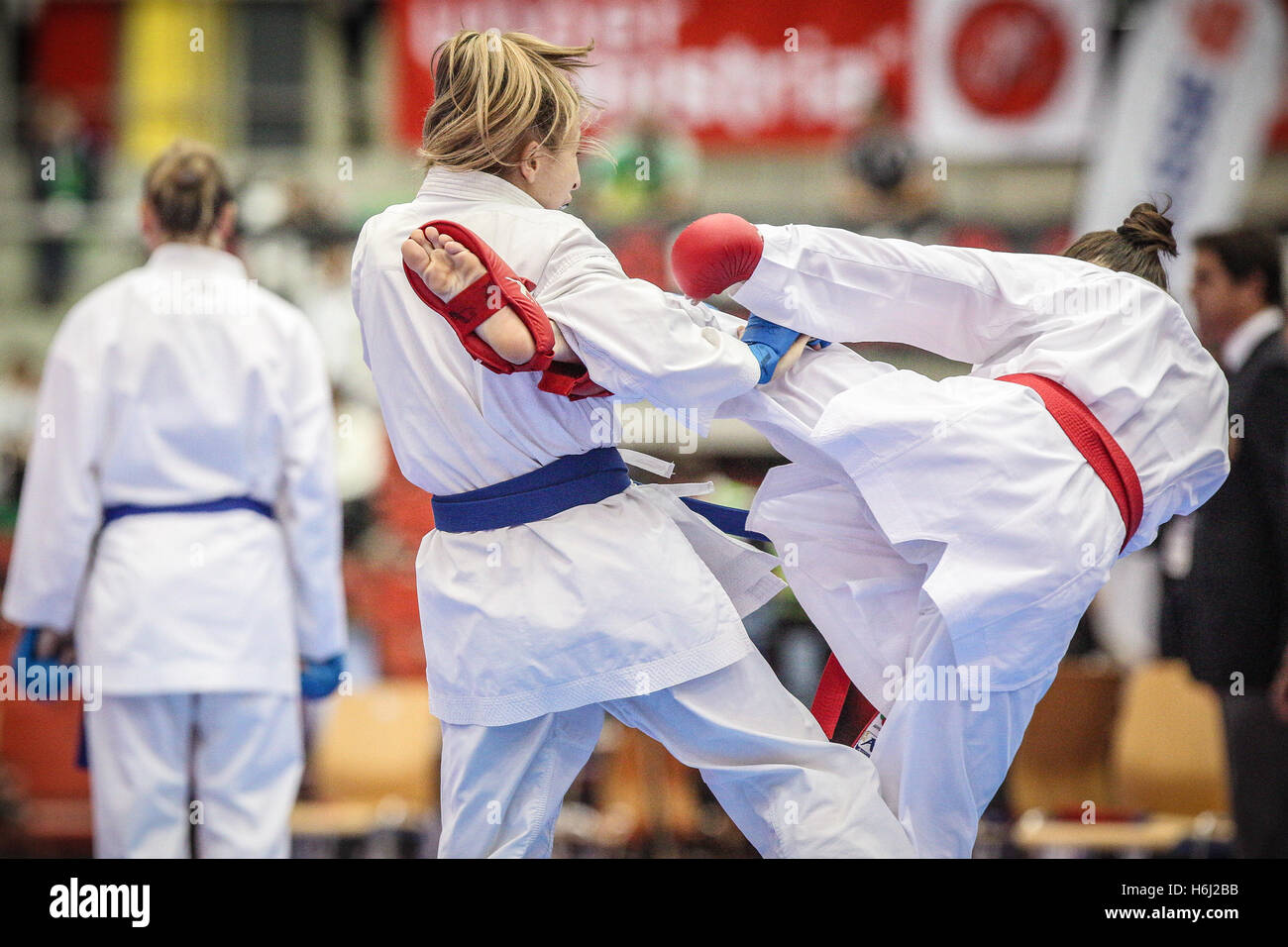 Linz, Austria. 28, October, 2016. Team Greece, Female Team Kumite World ...