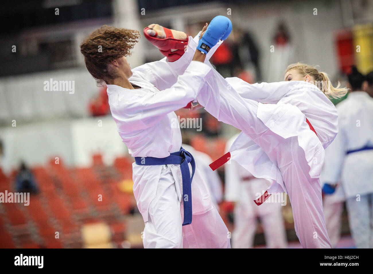 Linz, Austria. 28, October, 2016. Female Team Kumite World Championship ...