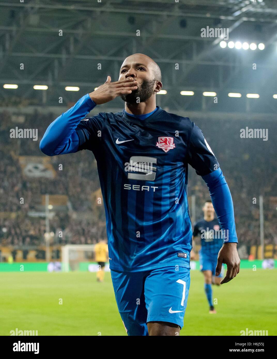 Braunschweig's Domi Kumbela celebrates his goal - the second of the ...