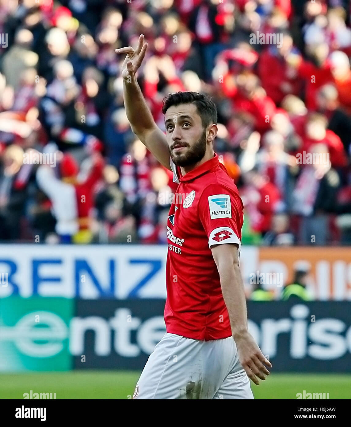 Yunus Malli of Mainz celebrates after successfully converting a penalty ...