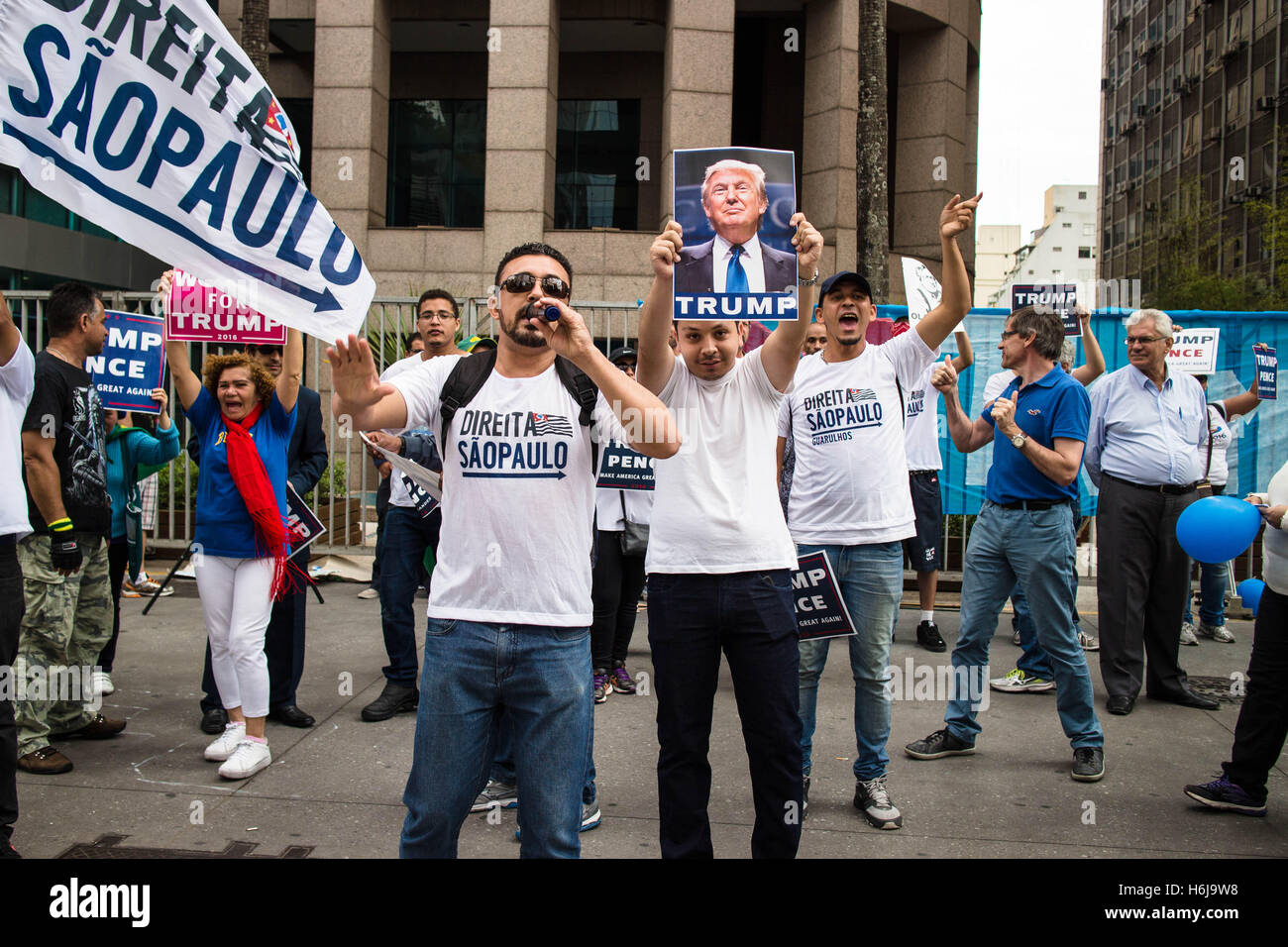 Sao Paulo, Brazil - October 29, 2016, A group of Donald Trump ...