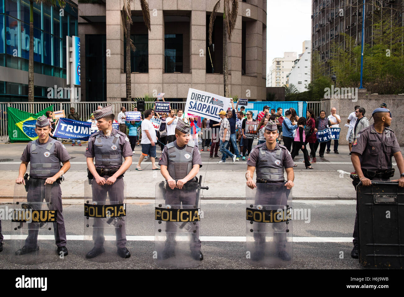 Sao Paulo, Brazil - October 29, 2016, A group of Donald Trump ...