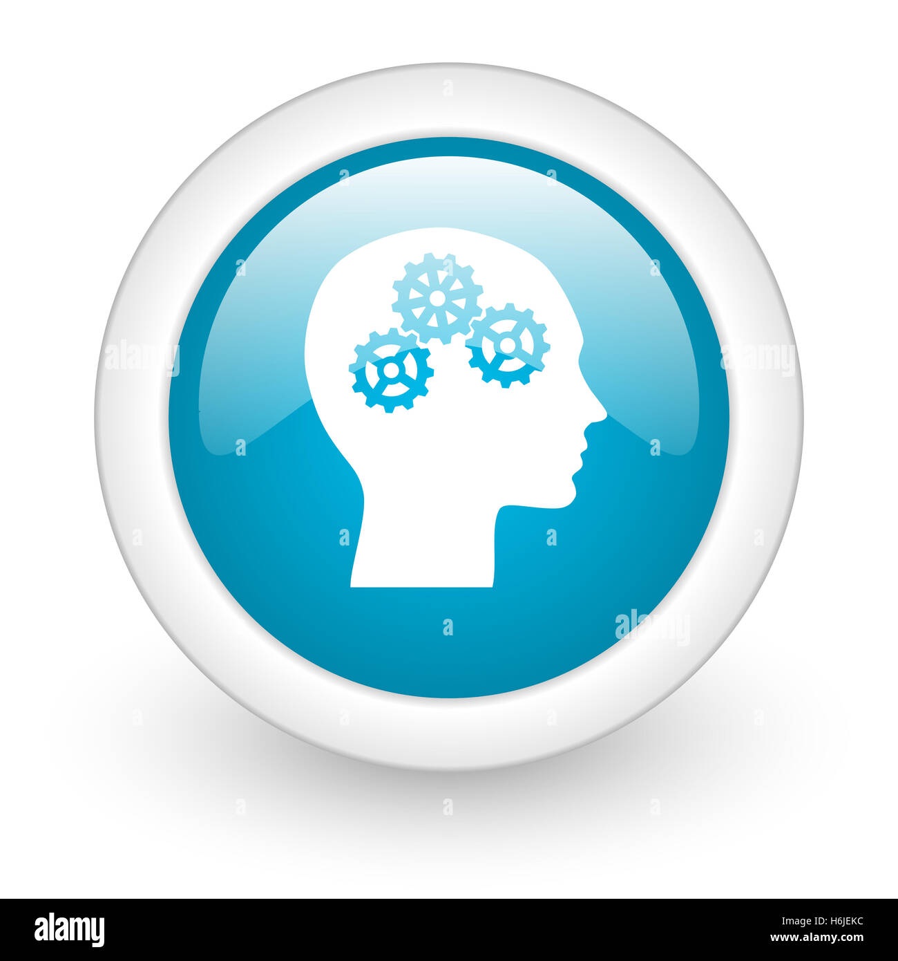 Human head blue glossy web icon Stock Photo - Alamy