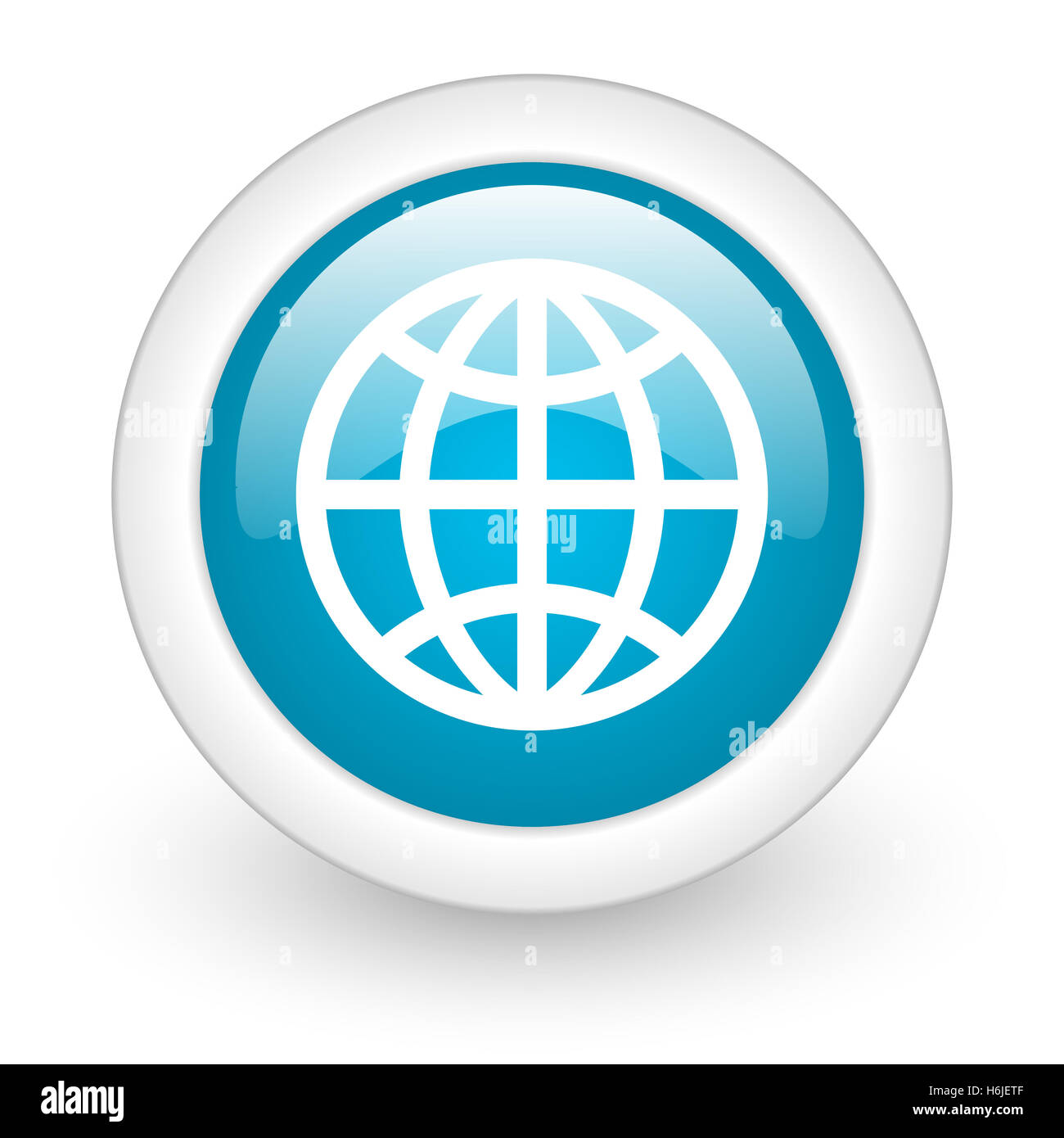 Earth globe blue glossy web icon Stock Photo - Alamy