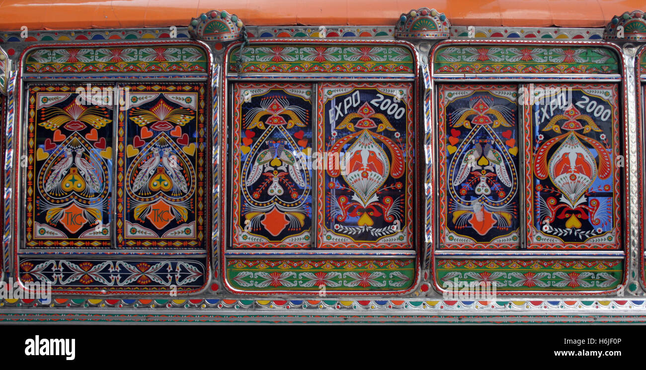 Detail of a colourfully decorated Pakistani bus Stock Photo - Alamy