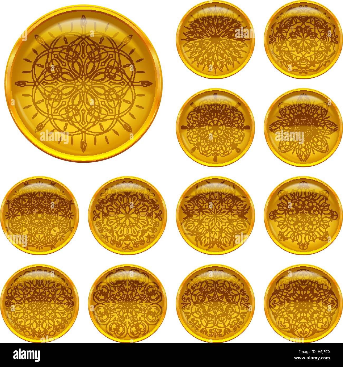 Set golden buttons with patterns Stock Vector Image & Art - Alamy