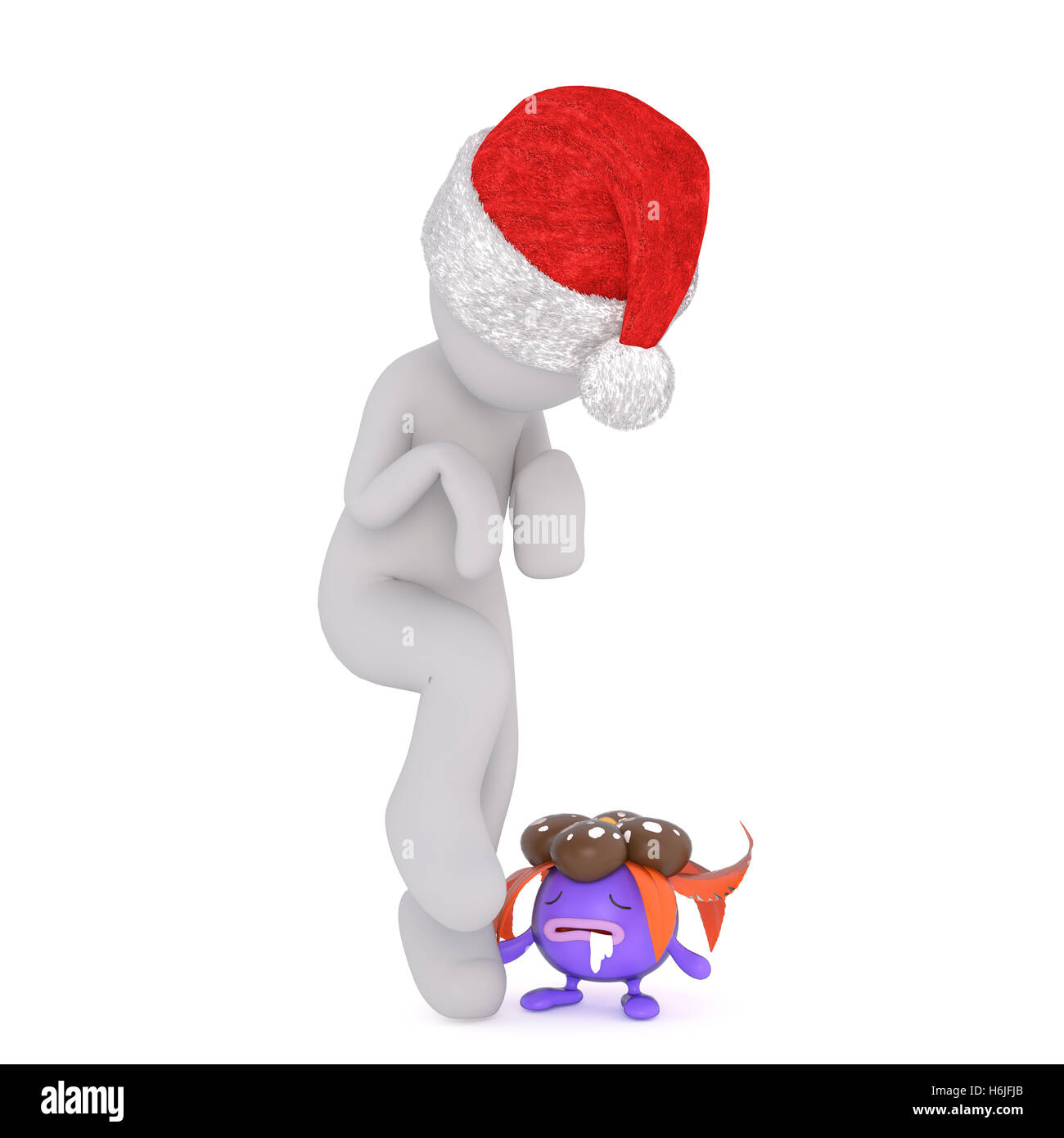 Grotesque tiny drooling purple monster by tiptoeing 3D illustrated ...