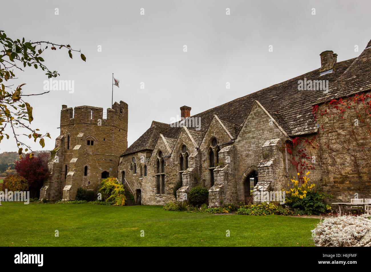 The tower and fortified manor house of Stokesay castle, near Craven ...