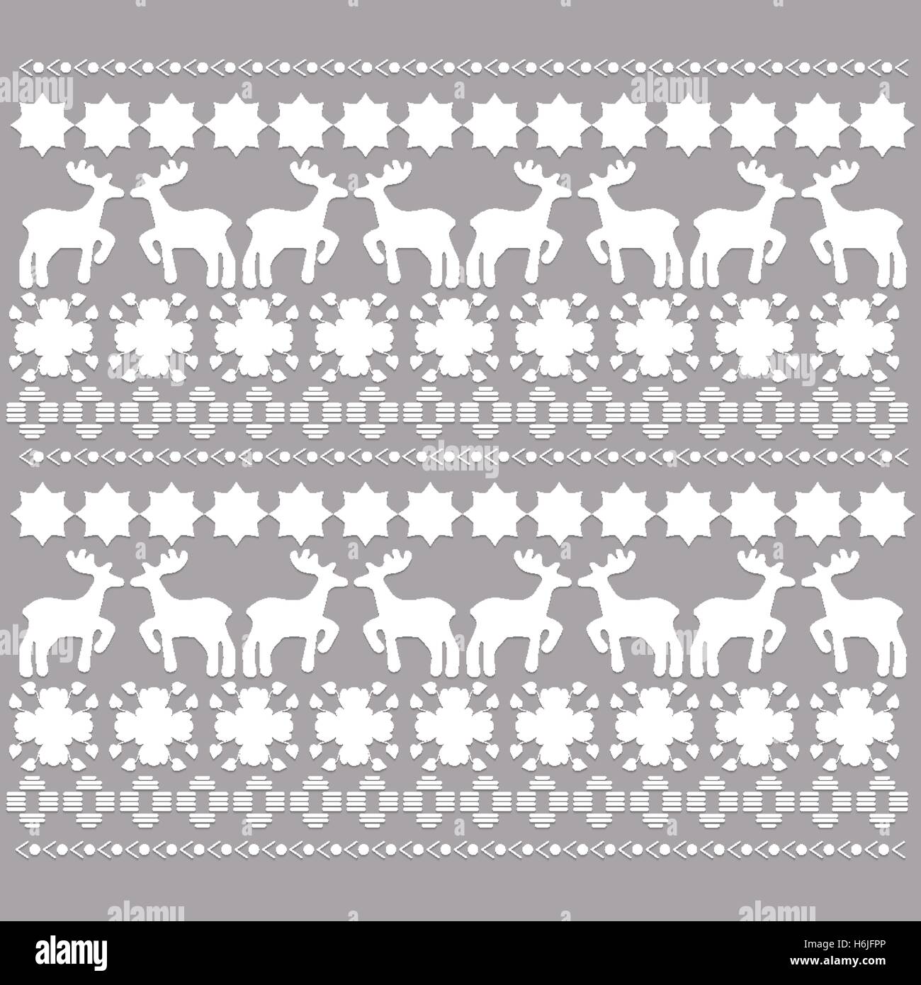 Christmas traditional pattern in white with shadow vector illustration ...