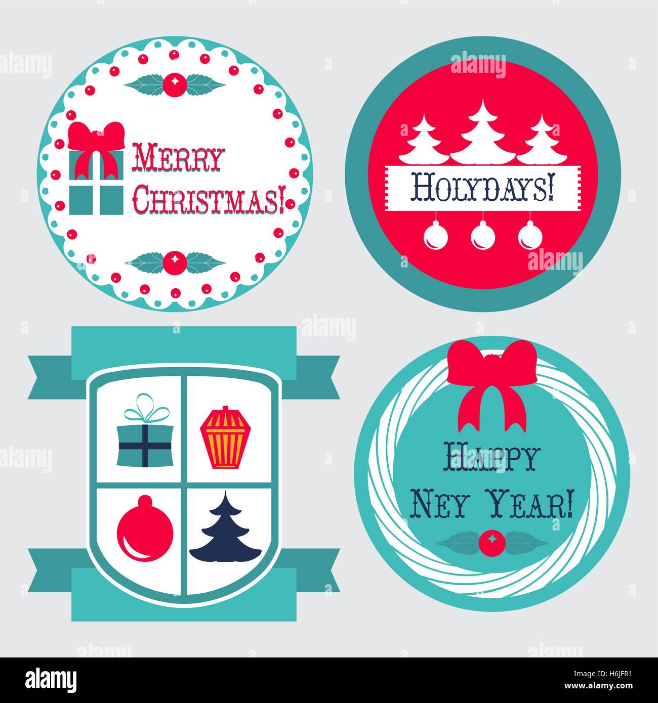 Simple Christmas labels in retro vintage style vector Stock Vector ...