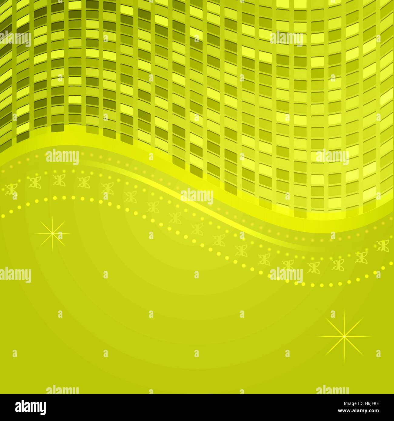 Spring light green abstract wavy background with butterflies and ...