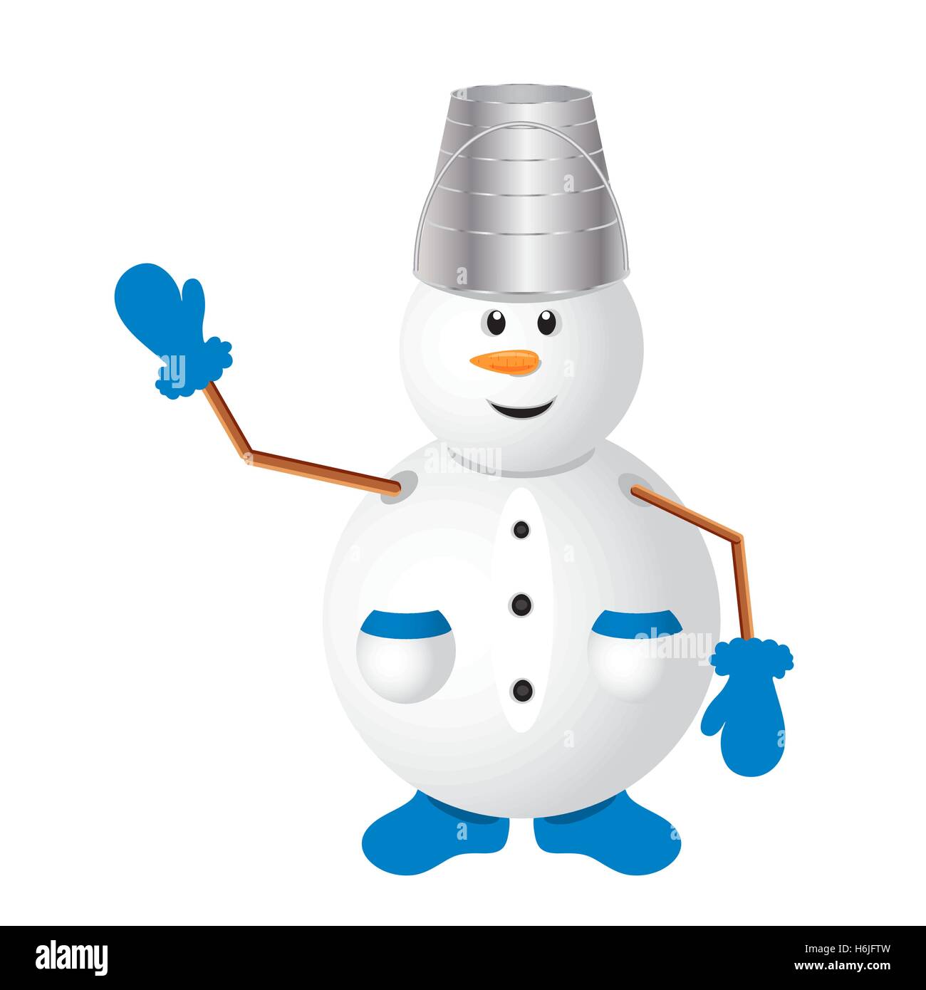 Cute snowman with a raised hand in a white vector Stock Vector Image ...