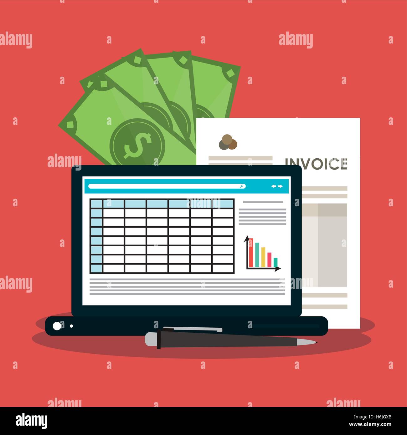 Invoice document and laptop design Stock Vector Image & Art - Alamy