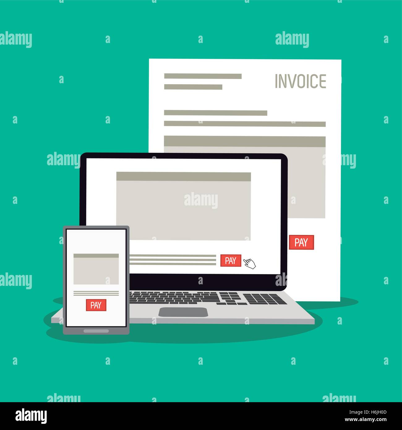 Invoice document and laptop design Stock Vector Image & Art - Alamy