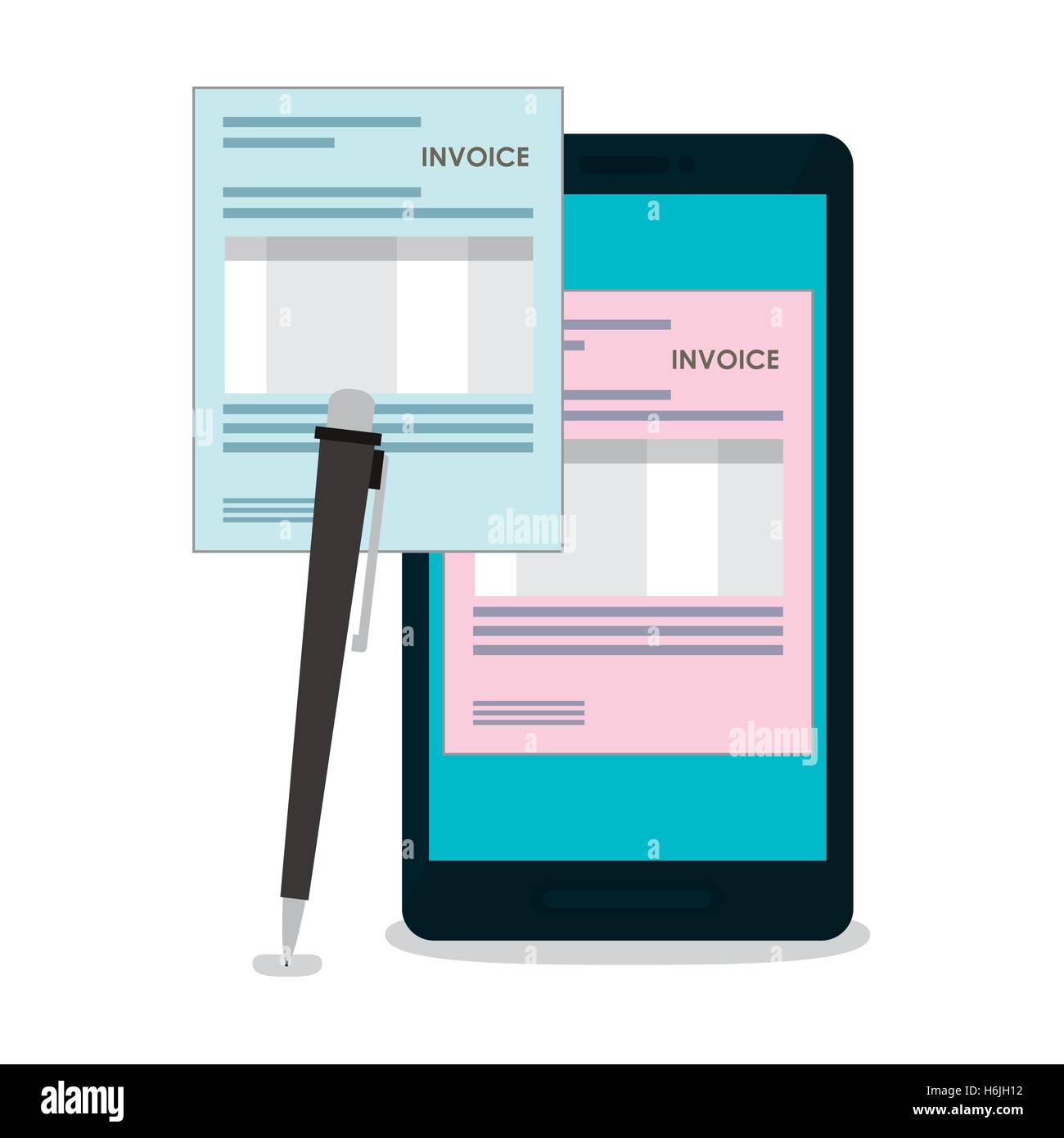 Invoice document and smartphone design Stock Vector Image & Art - Alamy
