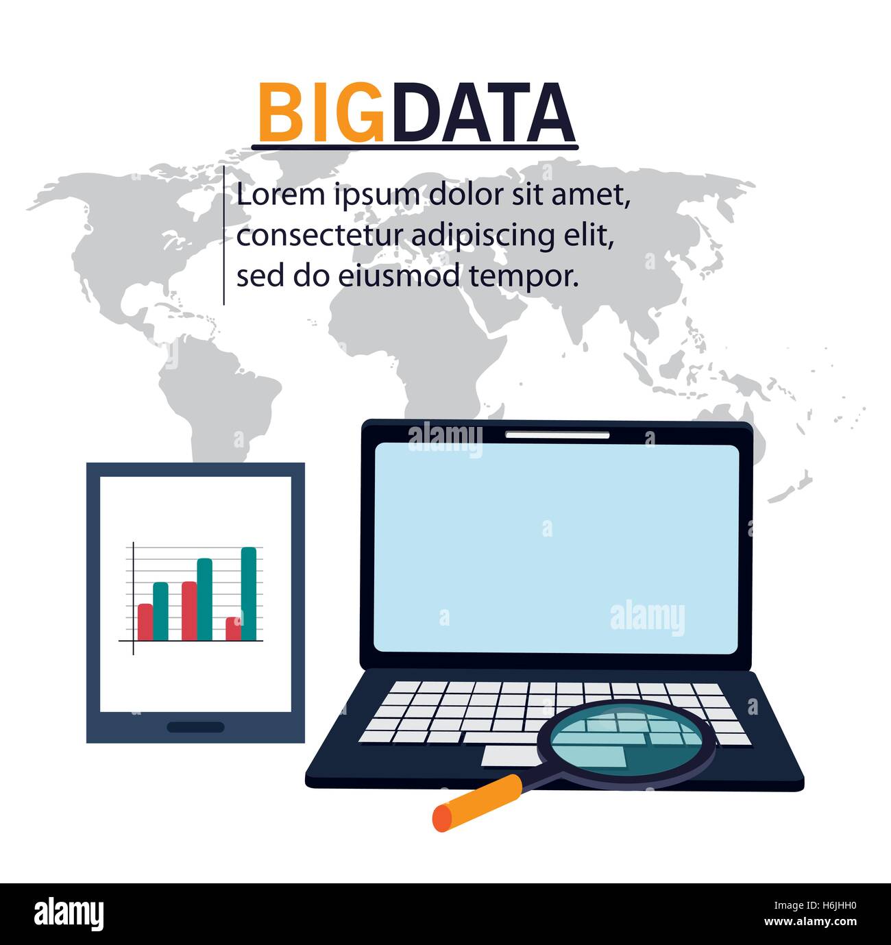 Laptop tablet lupe big data hi-res stock photography and images - Alamy
