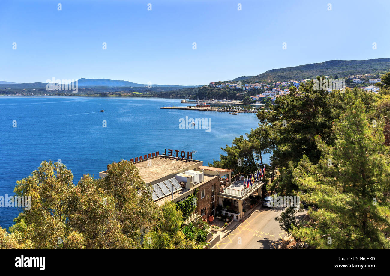 view on Pylos and Navarino bay, Peloponnese Stock Photo - Alamy