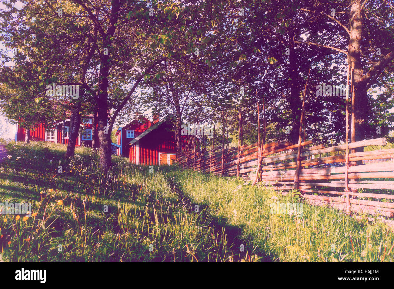 Vintage farm landscape hi-res stock photography and images - Alamy