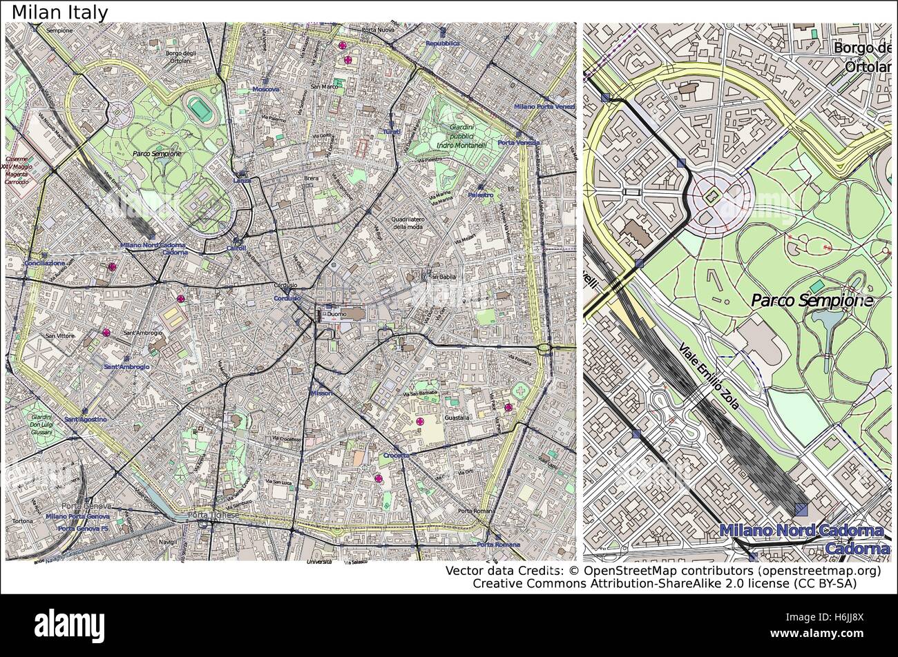 Milan city aerial Stock Vector Images - Alamy