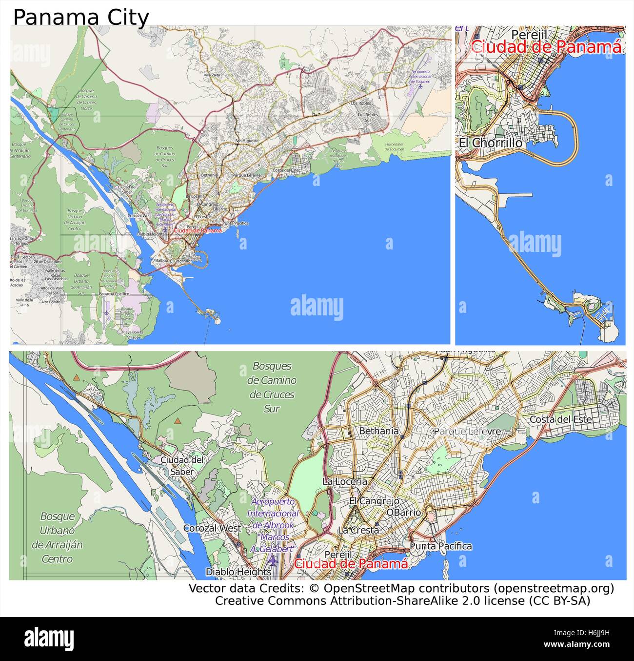 Panama city map hi-res stock photography and images - Alamy