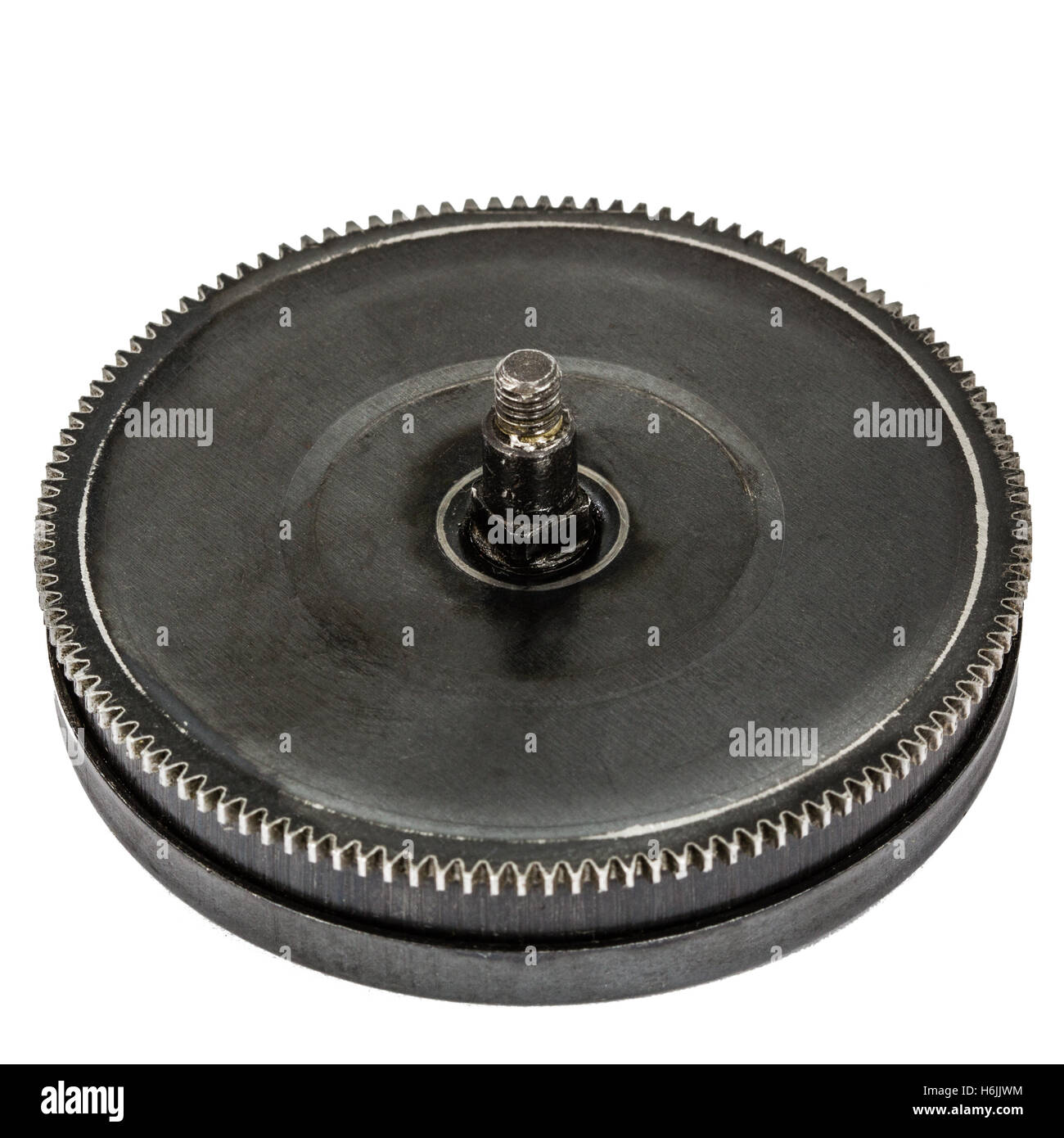 One gear wheel from metal closeup, isolated on white background Stock ...