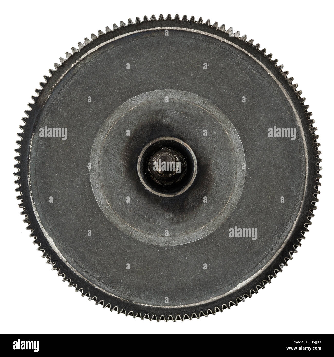 One gear wheel from metal closeup, isolated on white background Stock ...