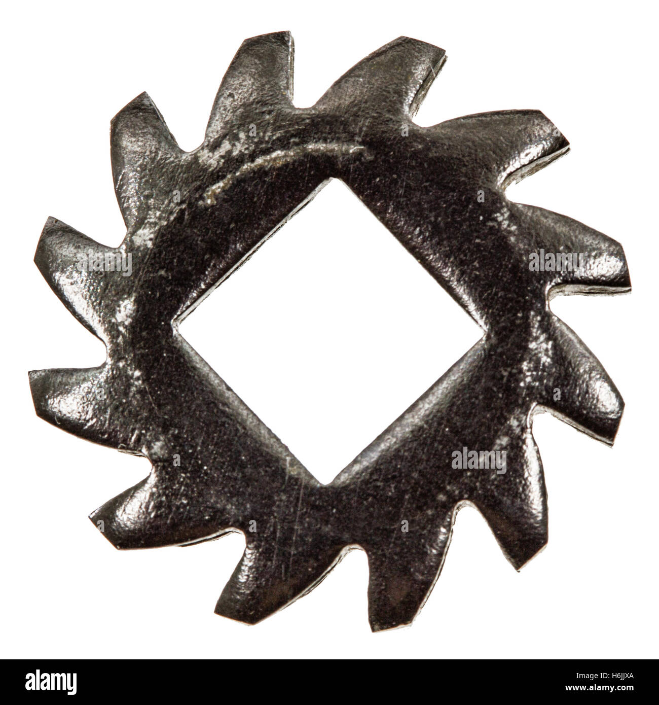 One gear wheel from metal closeup, isolated on white background Stock ...