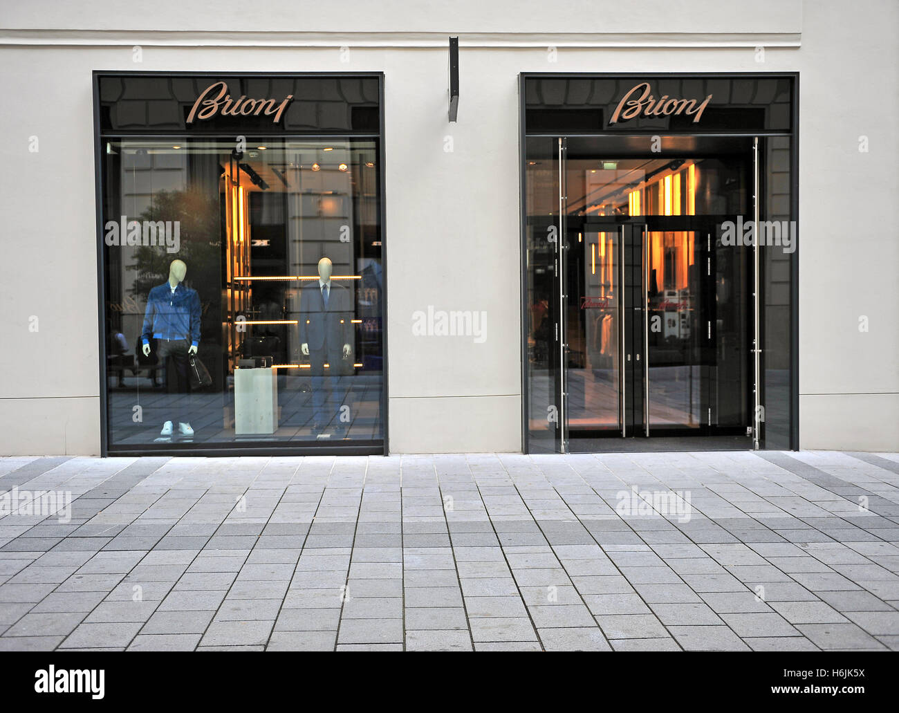 VIENNA, AUSTRIA - JUNE 6: Facade of Brioni flagship store in Vienna on ...